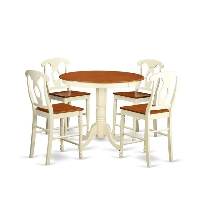 Counter Height Pub Set - Table & 4 Counter Height Stool, White Finish ...