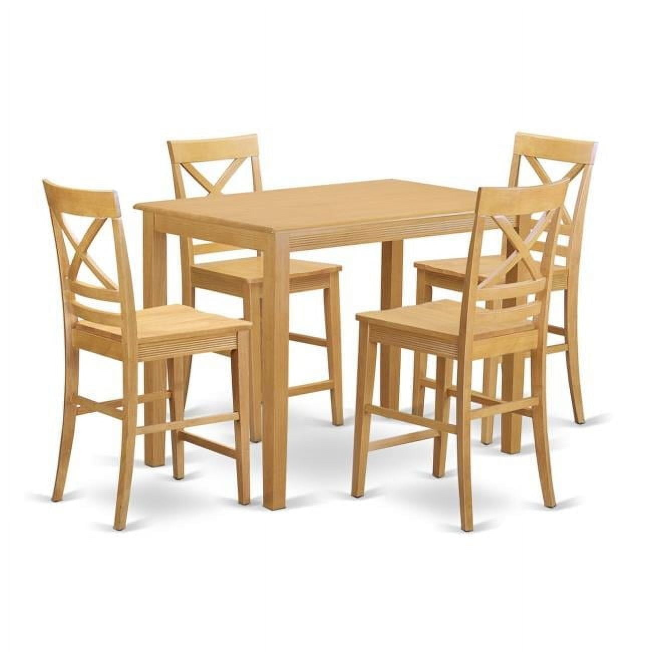 Counter Height Pub Table & 4 Dining Chair, Oak - Walmart.com