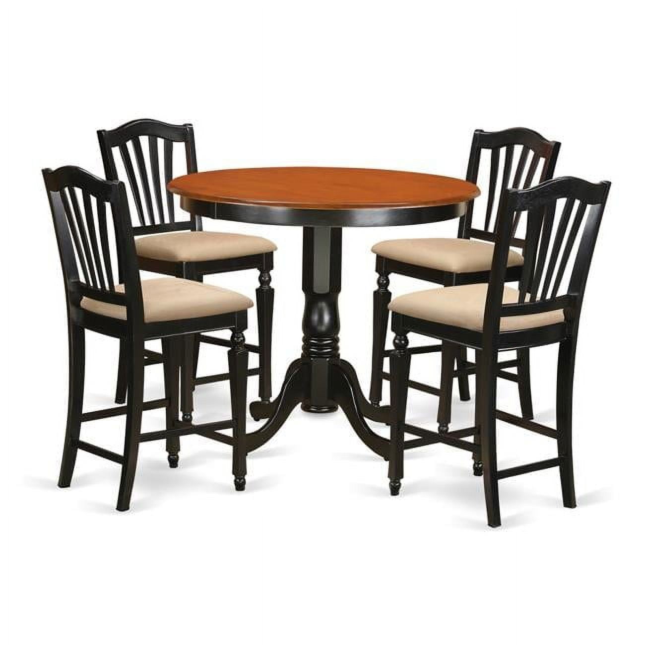 Counter Height Pub Table & 4 Kitchen Bar Stool, Black Finish - Walmart.com