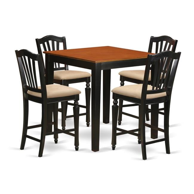 Counter Height Pub Table & 4 Kitchen Chairs, Warm Black - Walmart.com