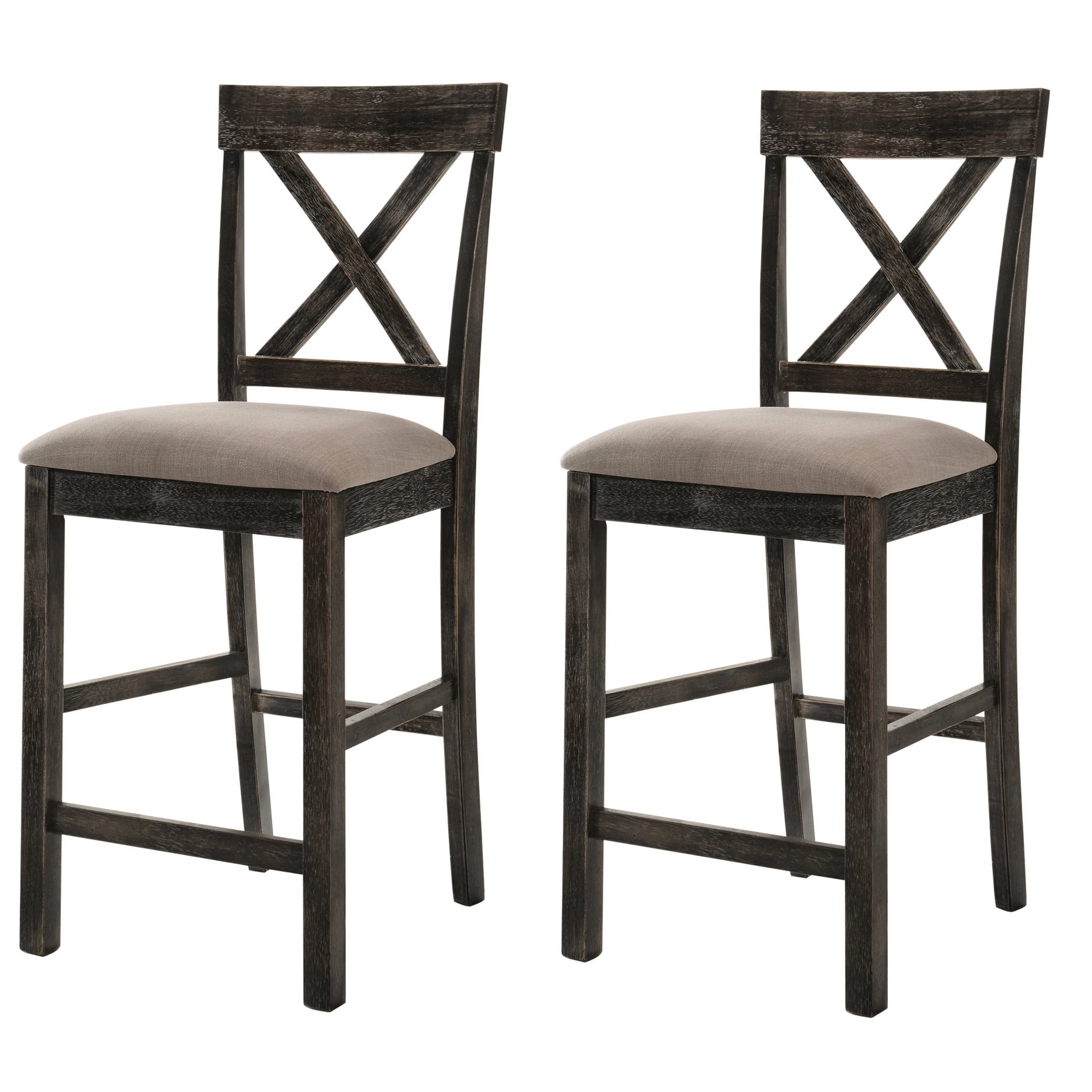 Counter Height Seating / Tan Linen, Grey Finish, Stable Construction ...