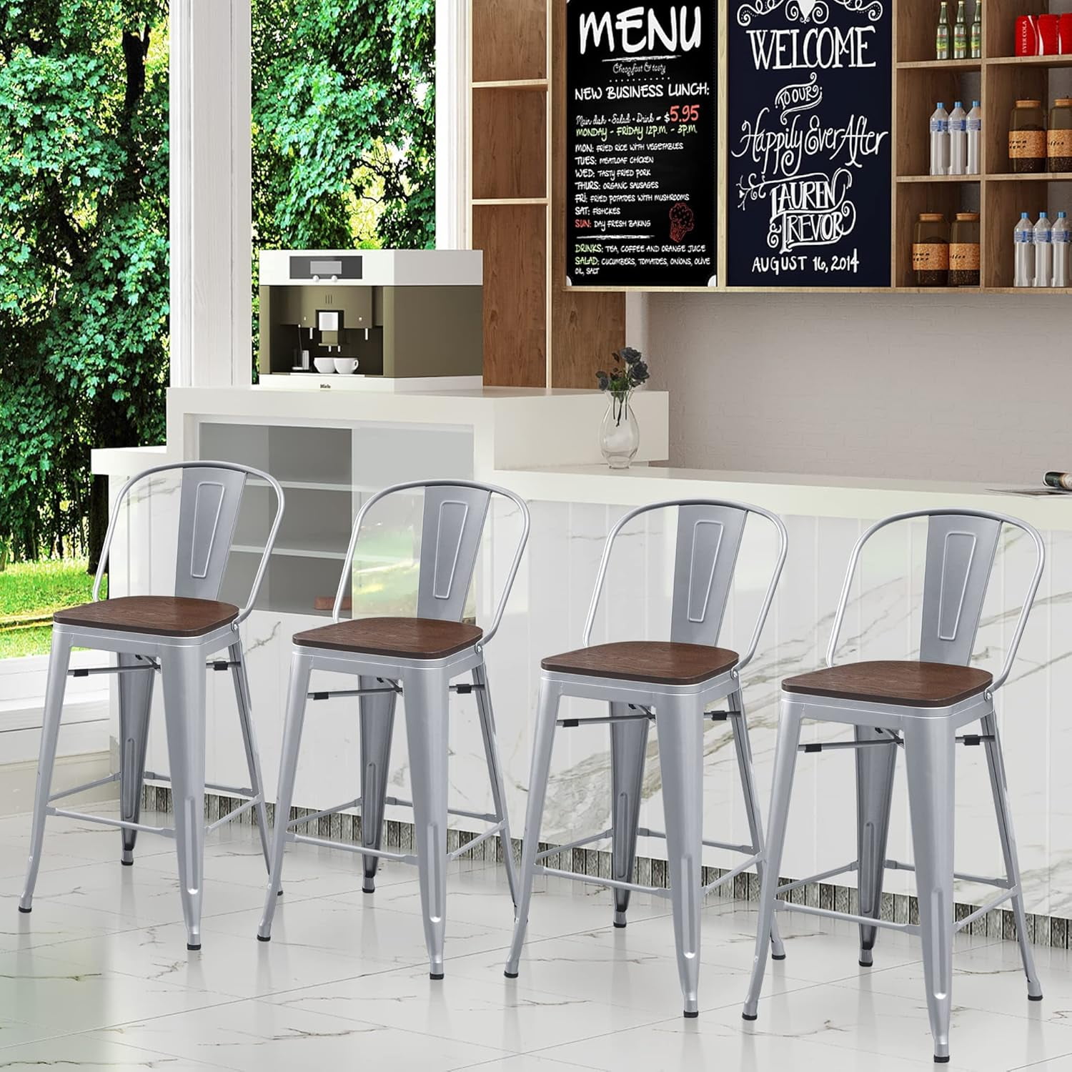 Counter Height Stool with Backs Counter Stools Metal Bar Stools Set of ...