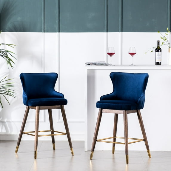 Counter Height Stools Set of 2, Blue, Tapered Leg Design - Walmart.com