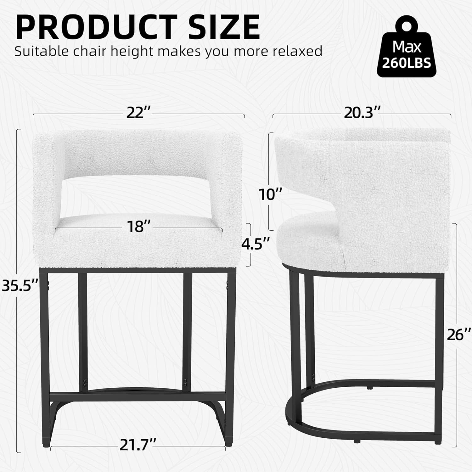 Counter Height Stools Set of 4, 26" Height Upholstered with Footrest ...
