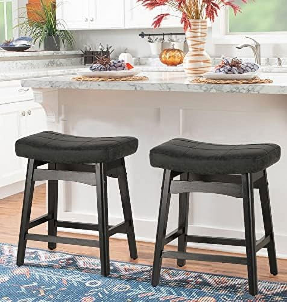 Counter Height Stools Set of 4 - Farmhouse Barstools with Upholstered ...