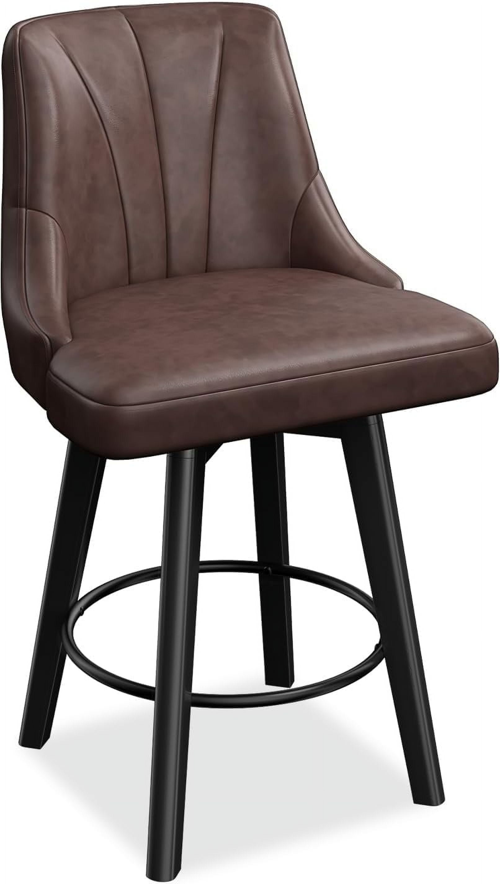 Counter Height Swivel Bar Stool, 24" Upholstered PU Leather Barstools ...