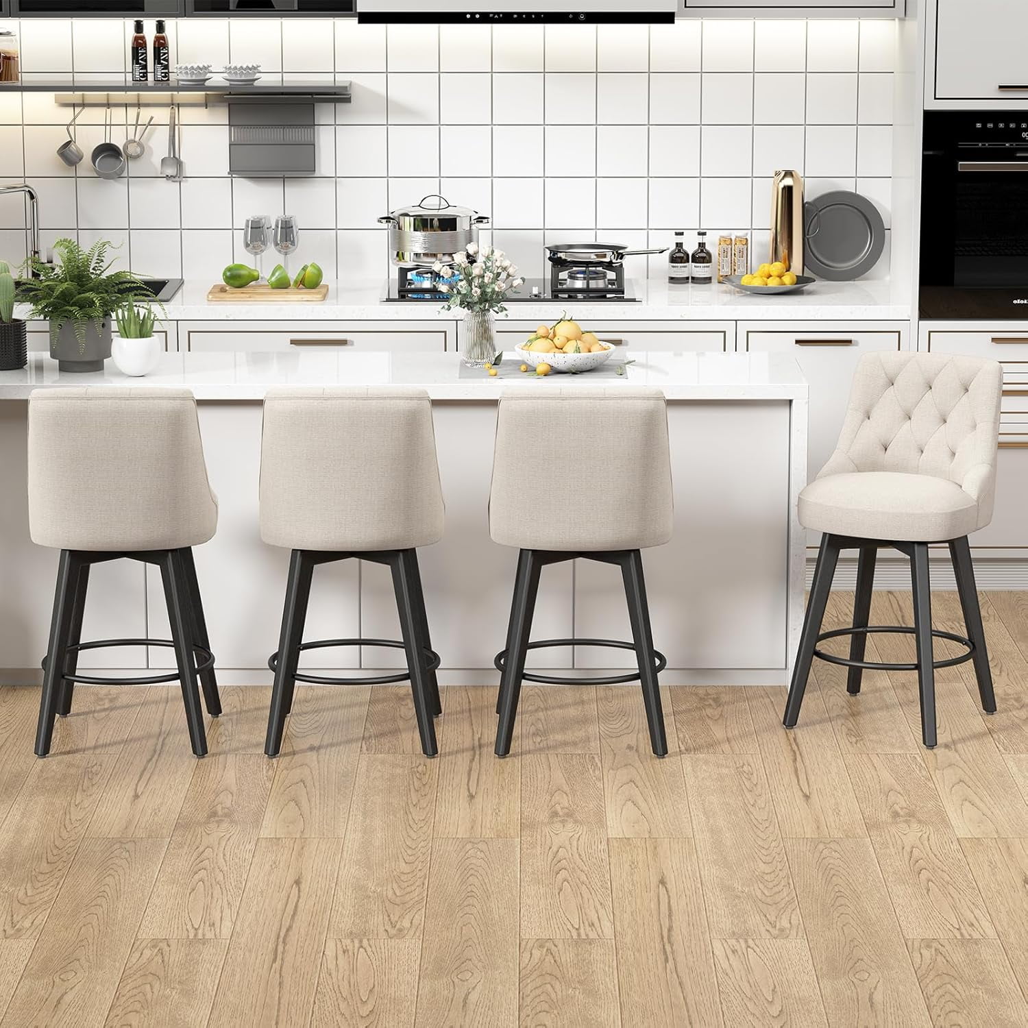 Counter Height Swivel Bar Stools 26 Inch Bar Stools with Footrest ...