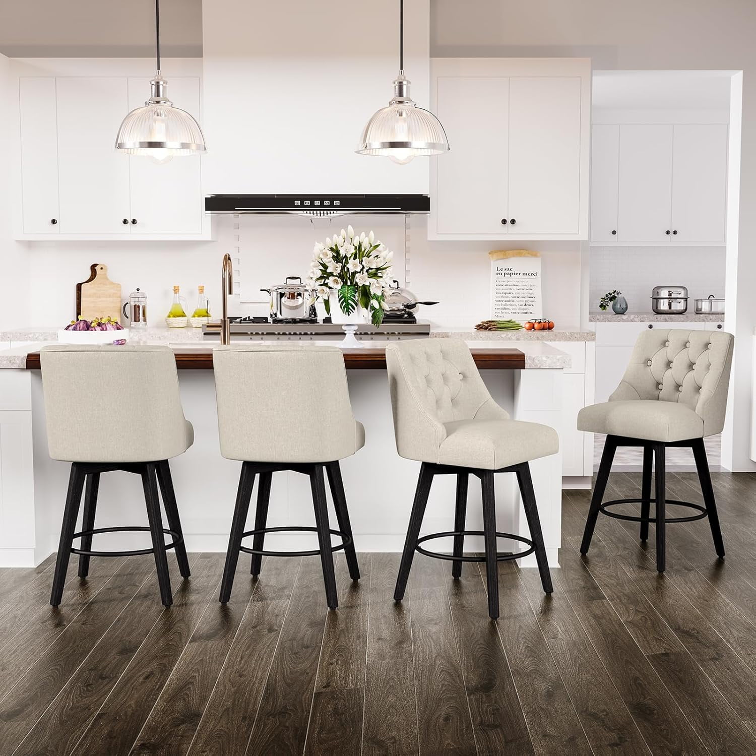 Counter Height Swivel Bar Stools with Backs 26.8 Inch Counter Stools ...