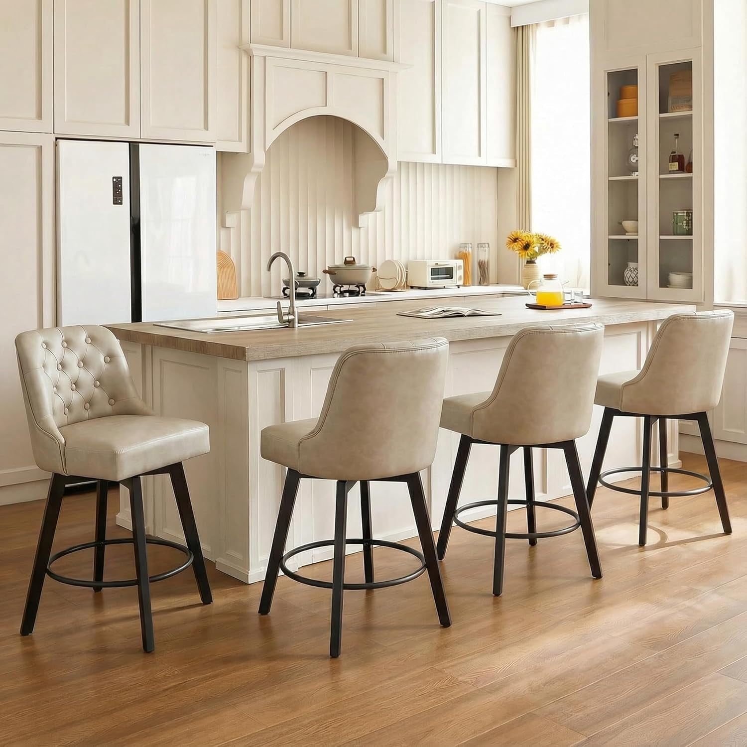 Counter Height Swivel Barstools with H Seat Height Upholstered Bar ...