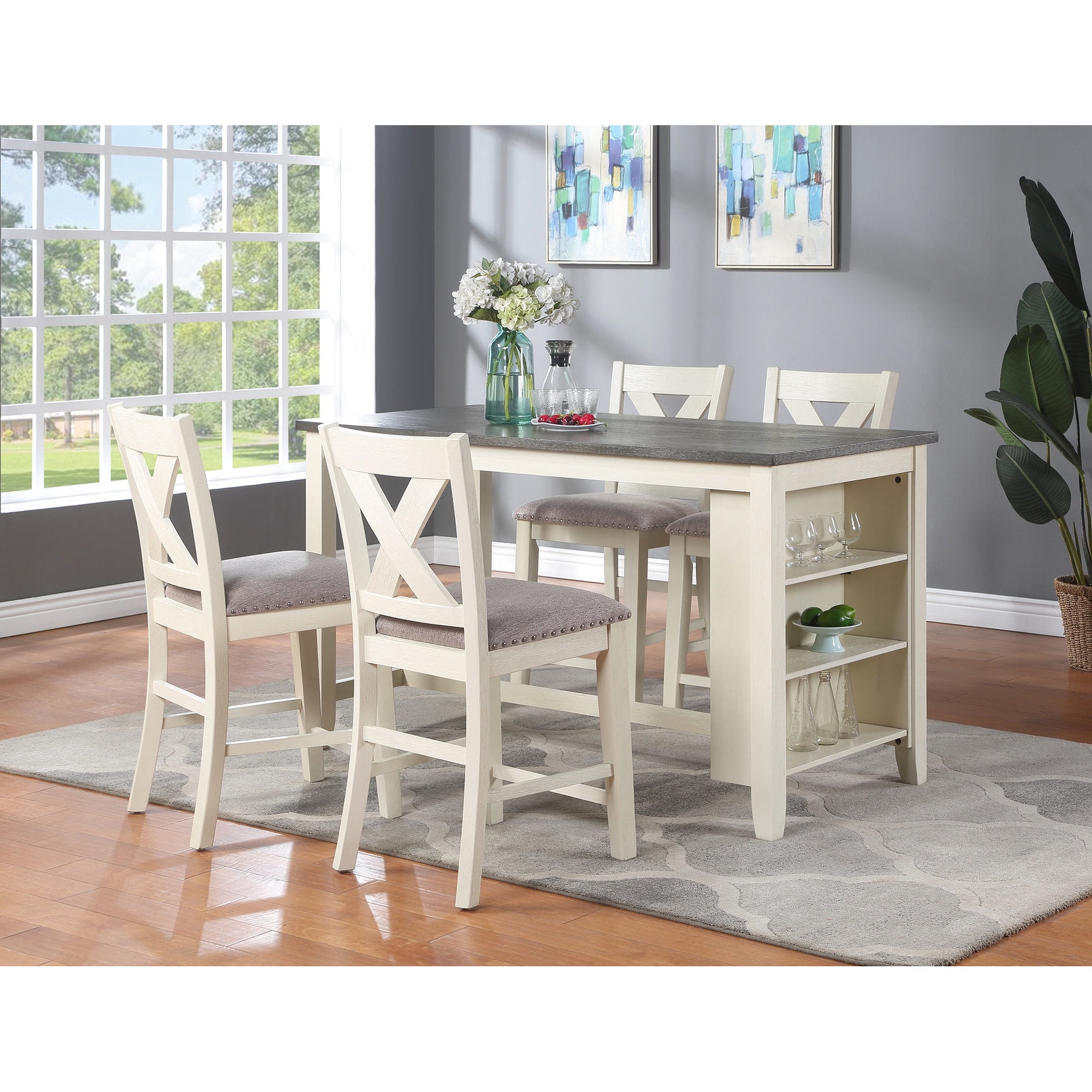 Counter Height Table and Chairs Set | Ideal for Casual Meals | Solid ...