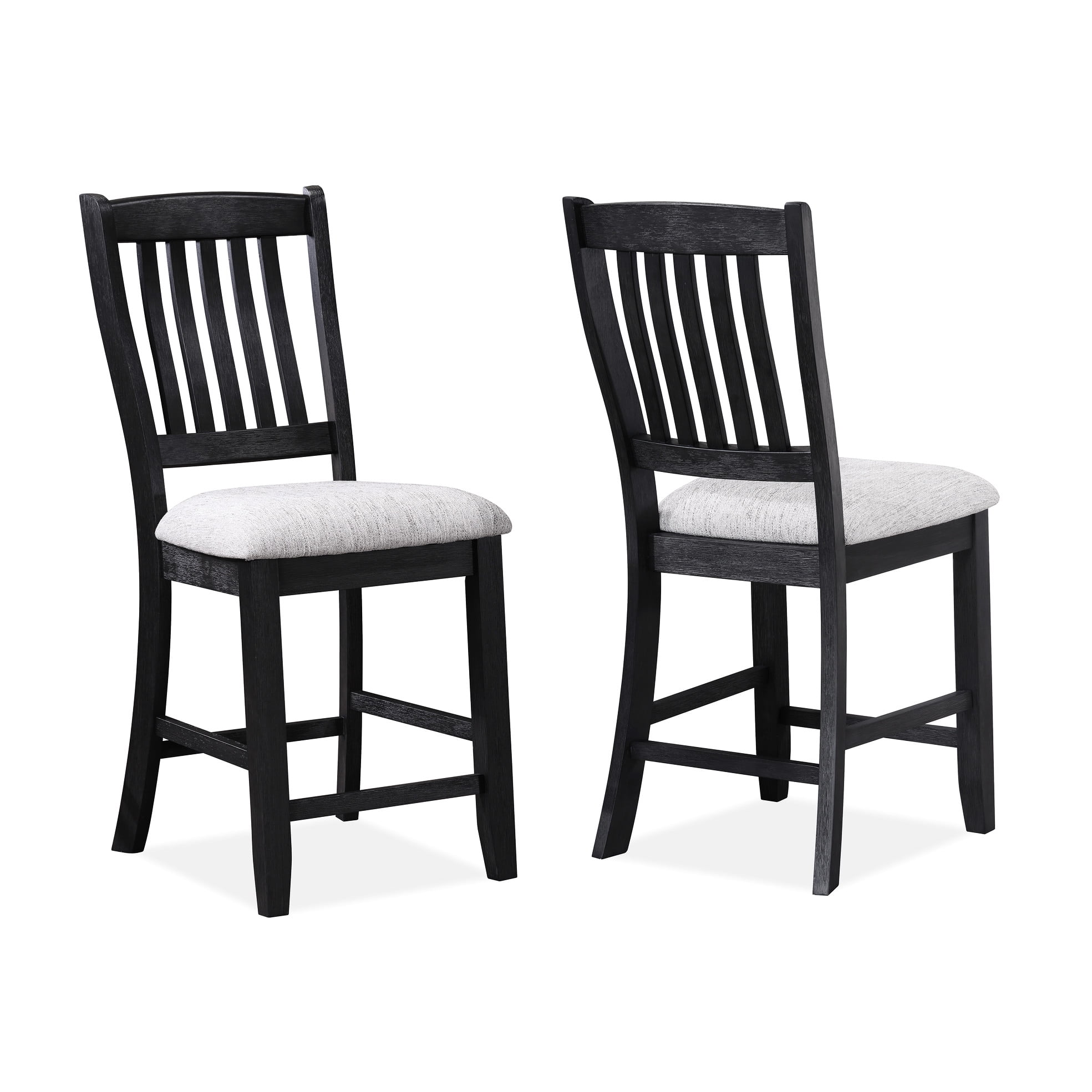 Counter Height Upholstered Dining Chairs (2), Look, Gray Seat, Dark ...