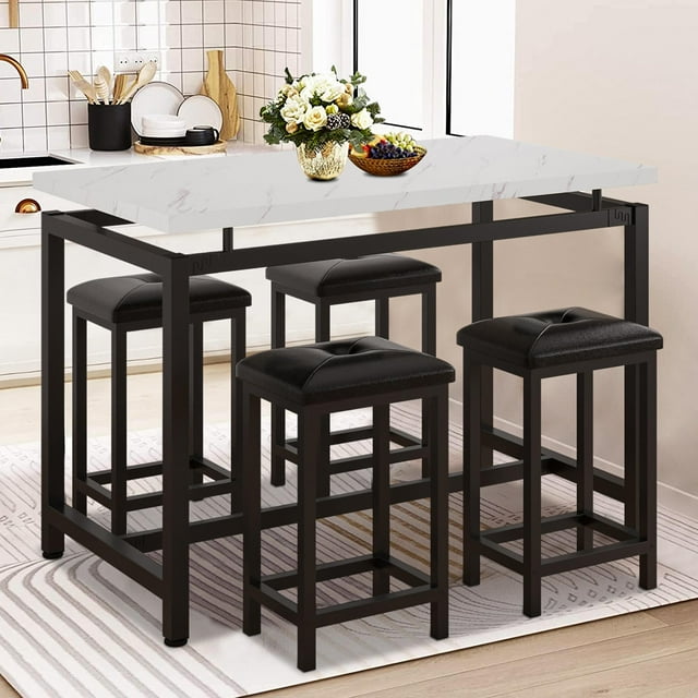 Counter High Dining Table Set for 4, Modern High Top Kitchen Table Set ...