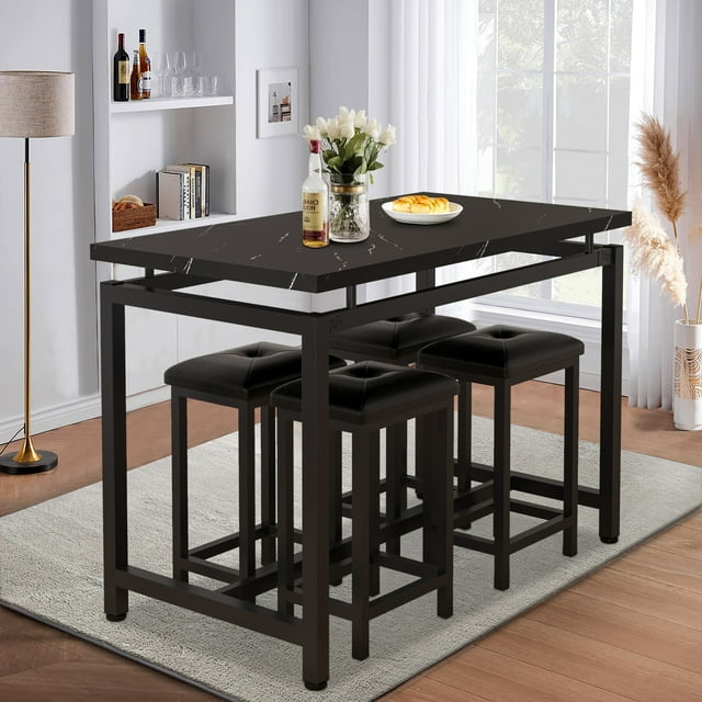 Counter High Dining Table Set, Modern 5 Pieces Pub Table Set, Breakfast ...