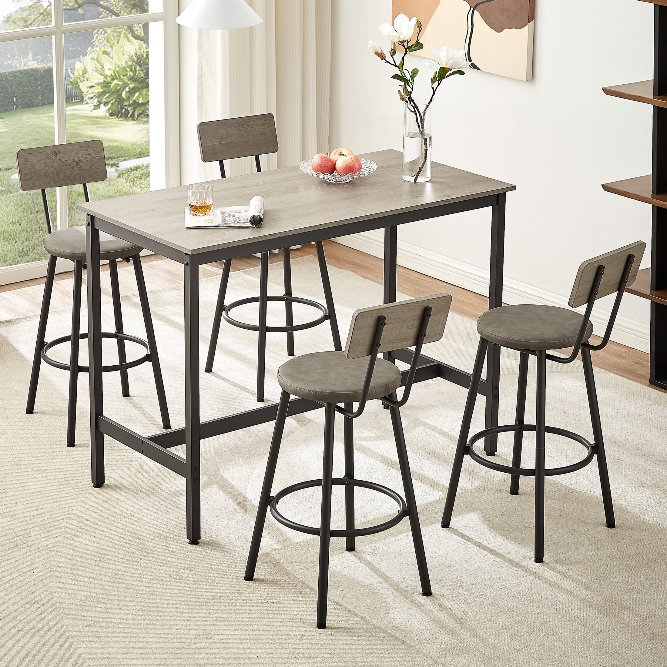 Enyopro Modern 5 Piece Pub Table Set, JA1592, Wood Kitchen Table with 4 ...