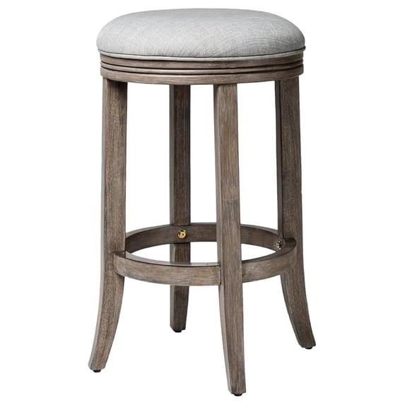 Counter Stool 26 Inch – Swivel Bar Stools with Footrest – Grey Fabric ...