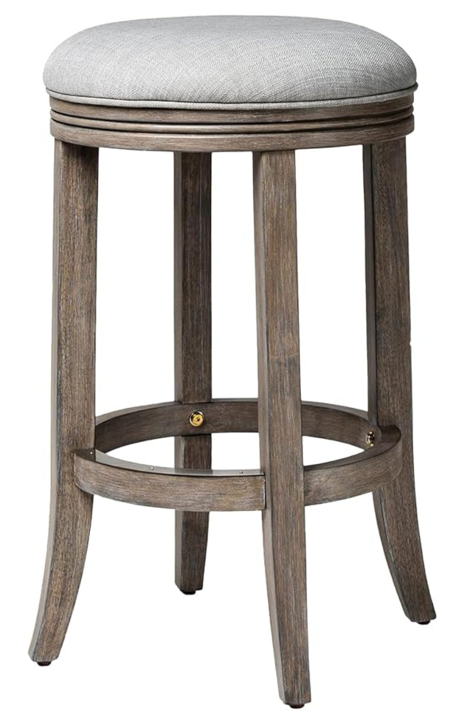 Counter Stool 26 Inches – Round Swivel Stool with Footrest – Grey Solid ...