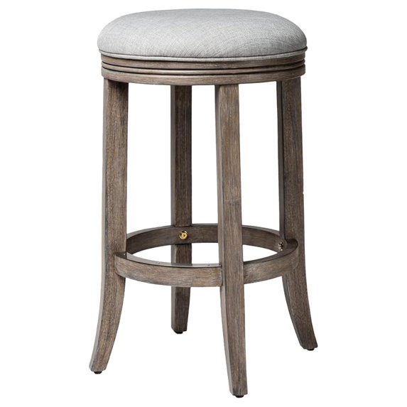 Counter Stool 26 Inches – Round Swivel Stool with Footrest – Grey Solid ...