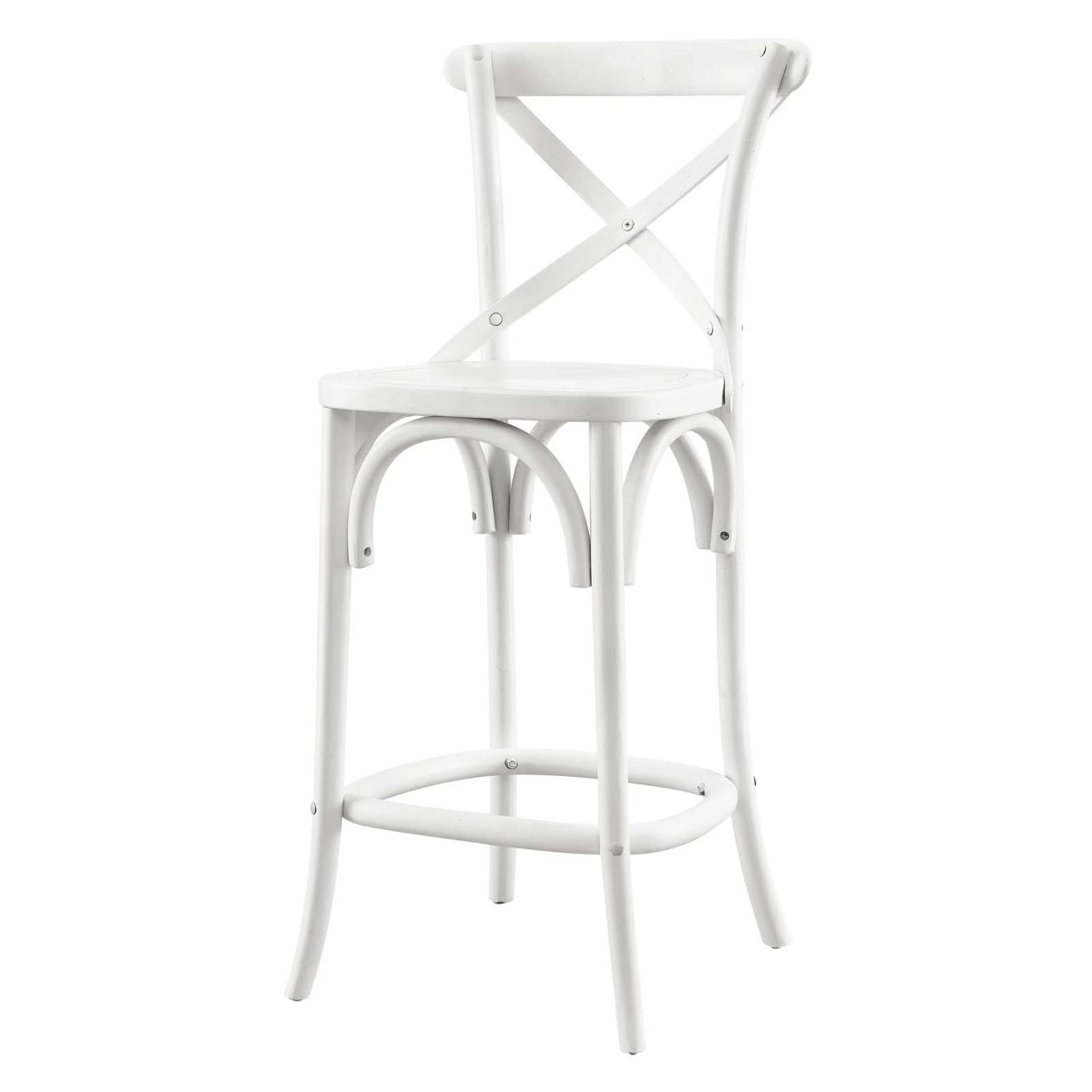 Counter Stool Chair, White, Wood, Bar Pub Cafe Bistro Dining Kitchen ...