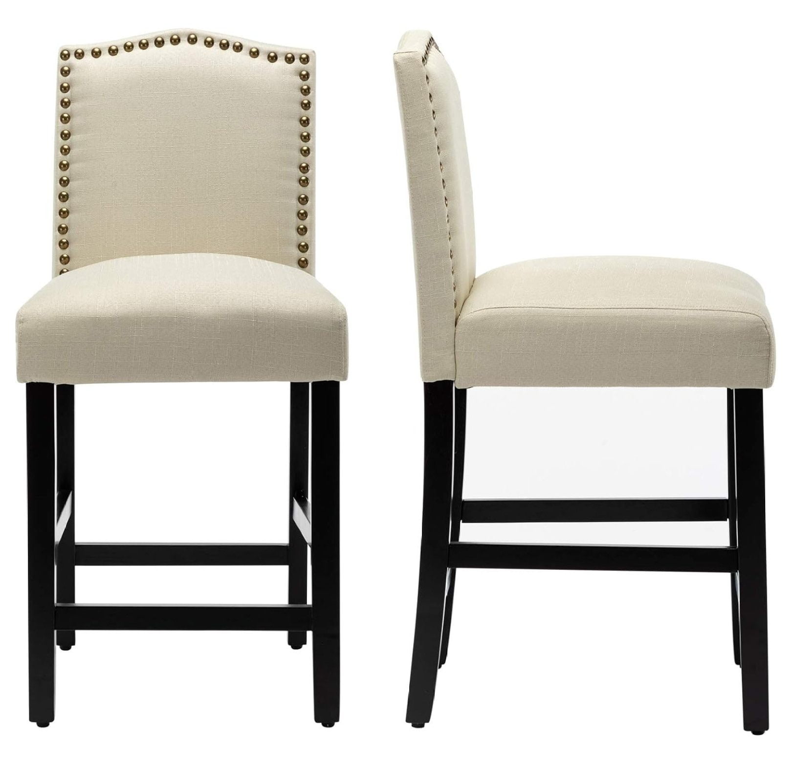 Counter Stools, 24 inches Upholstered Bar Chairs with Solid Wood Legs ...