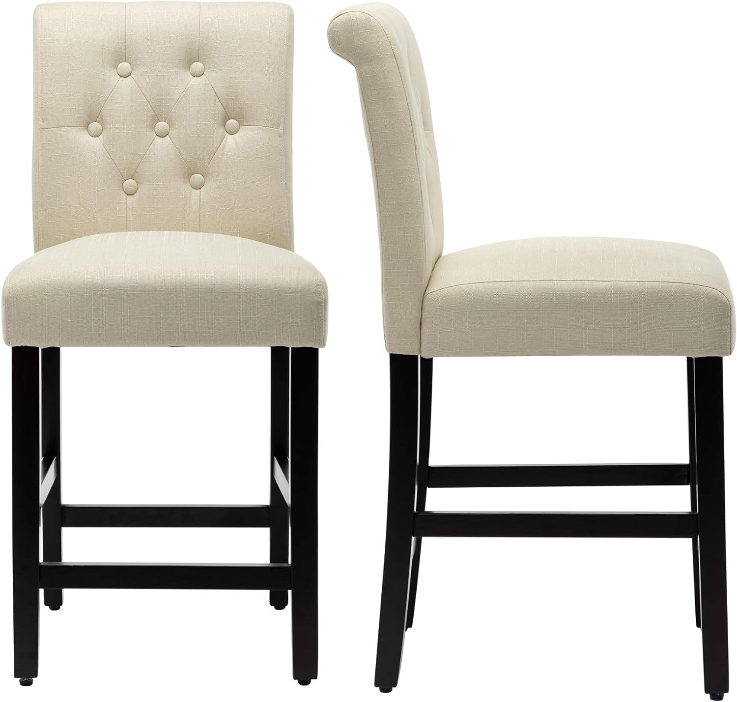 Counter Stools,24 inches Upholstered Counter Height Chairs with Button ...