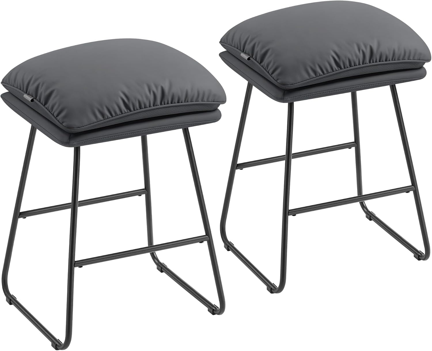 Counter Stools, Bar Stools Set of 2 with Soft Cushion and Sled Base ...