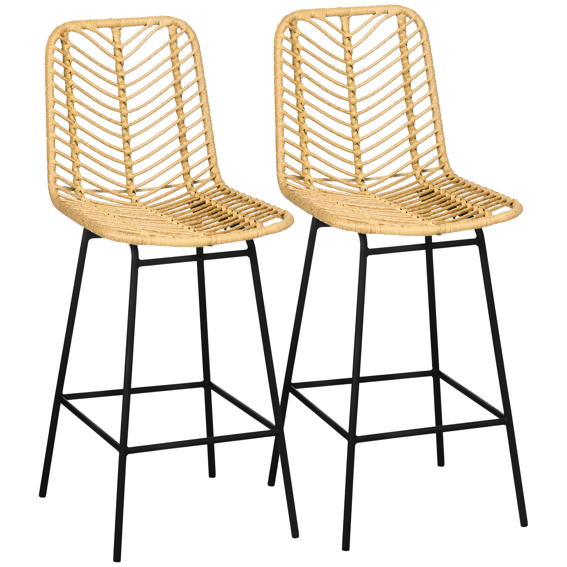 Counter Stools / Faux Rattan Seat, 26" Height, Non - skid Base / Ideal ...