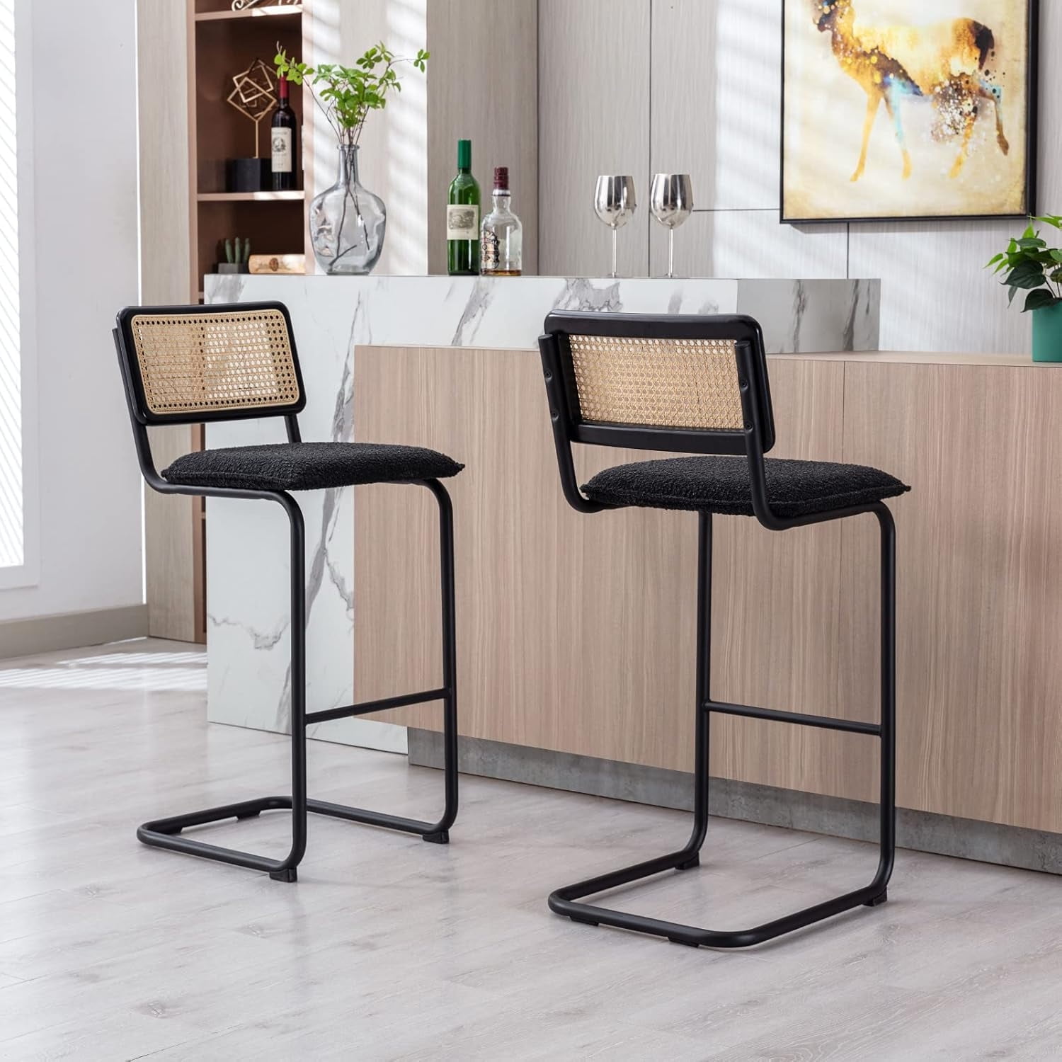 Counter Stools with Natural Rattan Back 26 Inch Bar Stools Island ...