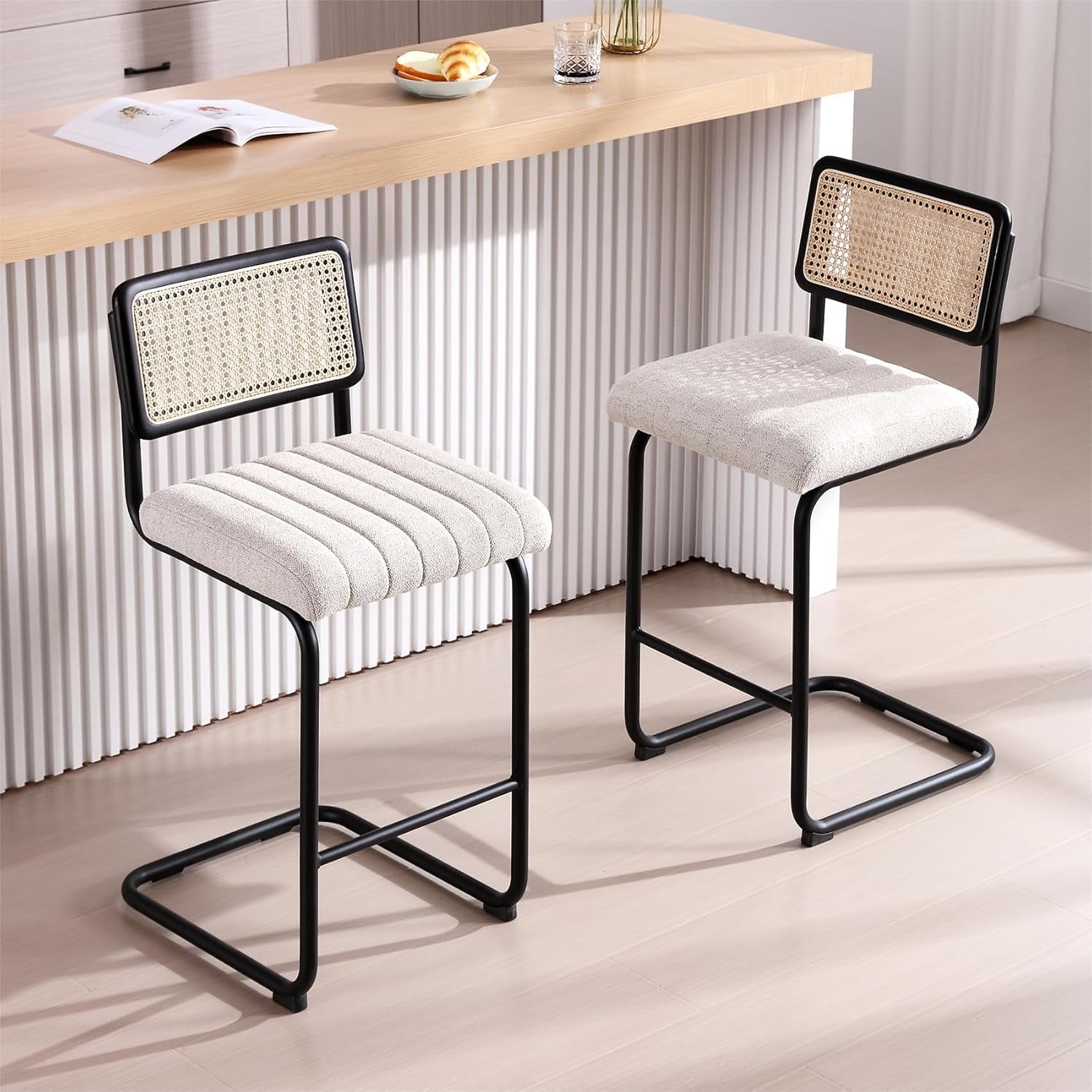 Counter Stools with Natural Rattan Back 26 Inch Bar Stools Island ...