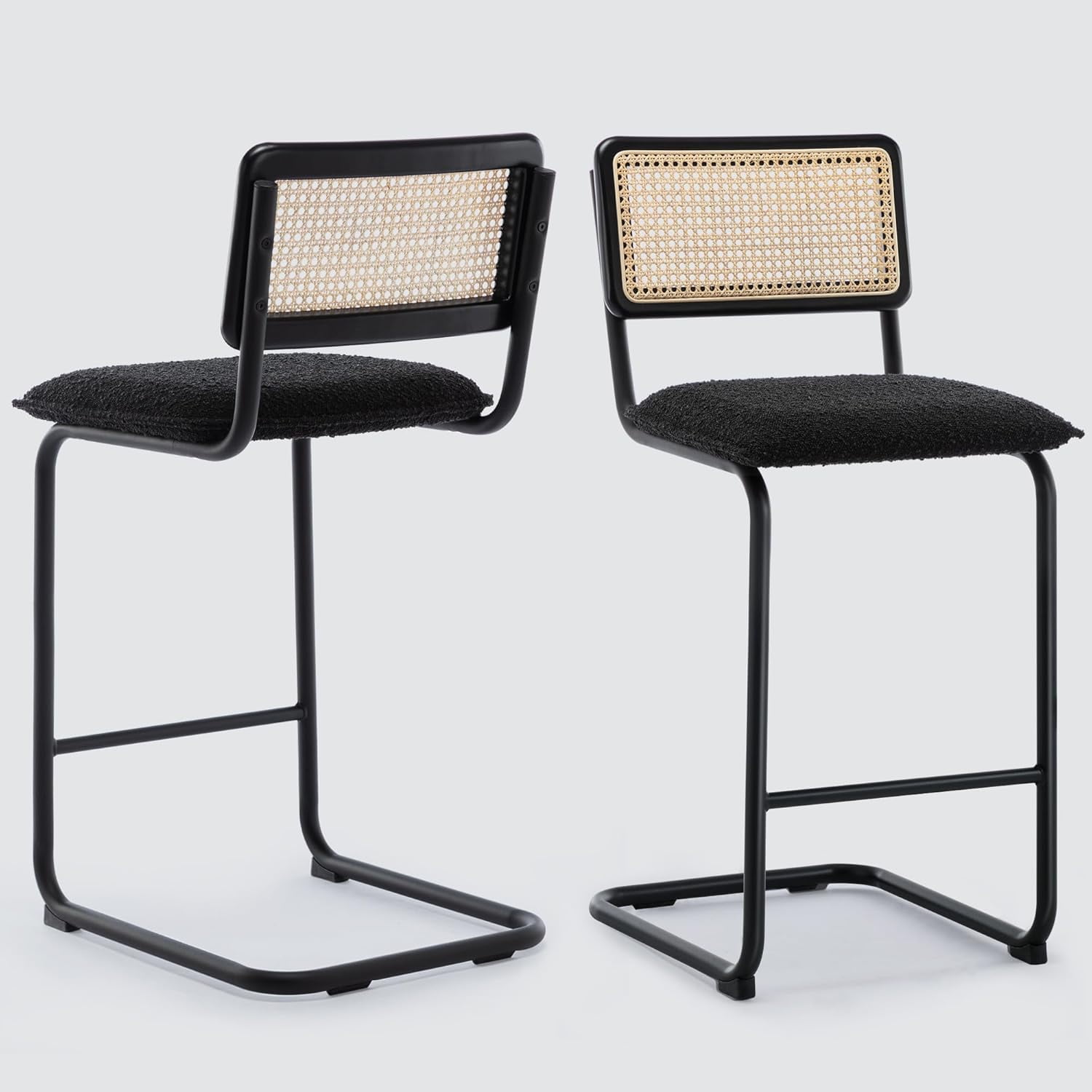 Counter Stools with Natural Rattan Back, 26 Inch Bar Stools Set of 2 ...