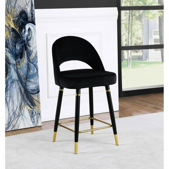 Counter Stools / Pair with Gold Capped Feet, Flared Tapered Legs ...