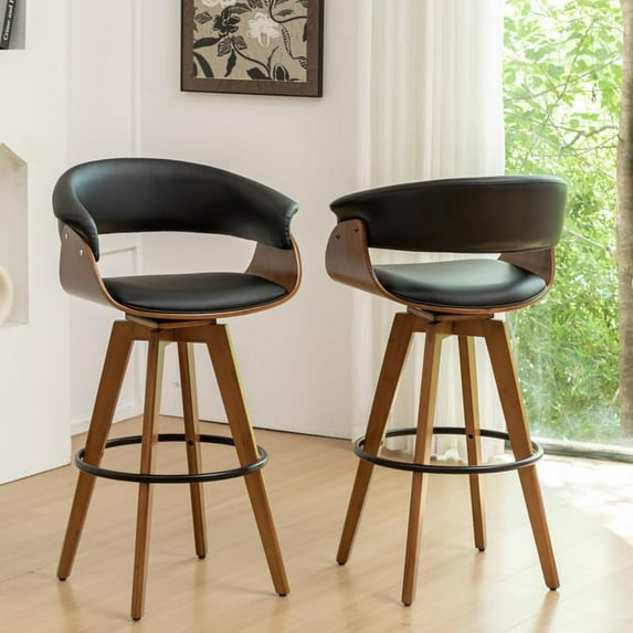 Counter Stools Set of 2, Swivel Counter Height Kitchen Stool Mid ...