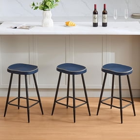 Bar Stools Set of 2 Modern PU Leather Kitchen Counter Island Height ...