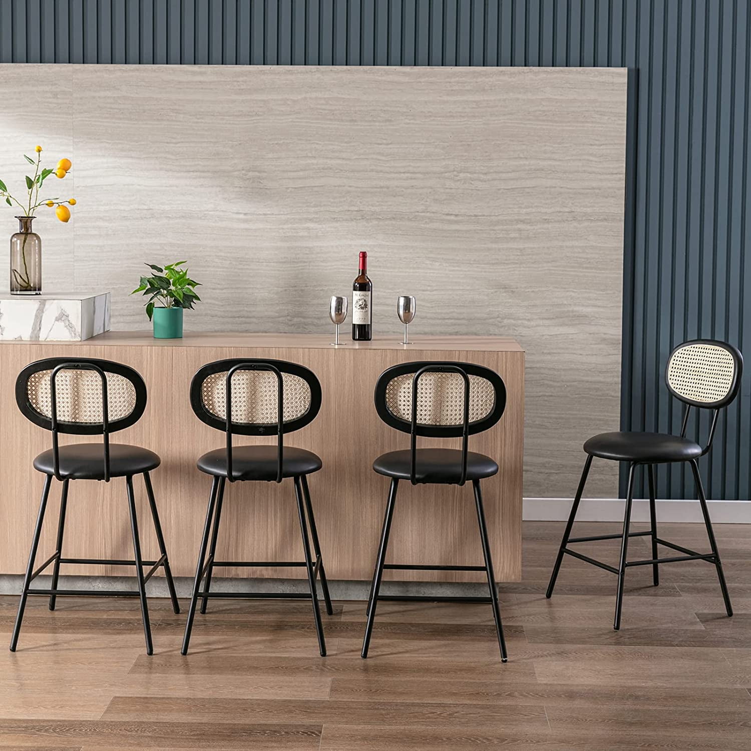 Counter Stools Set of 4, Bar Stools, Indoor Metal Counter Height ...