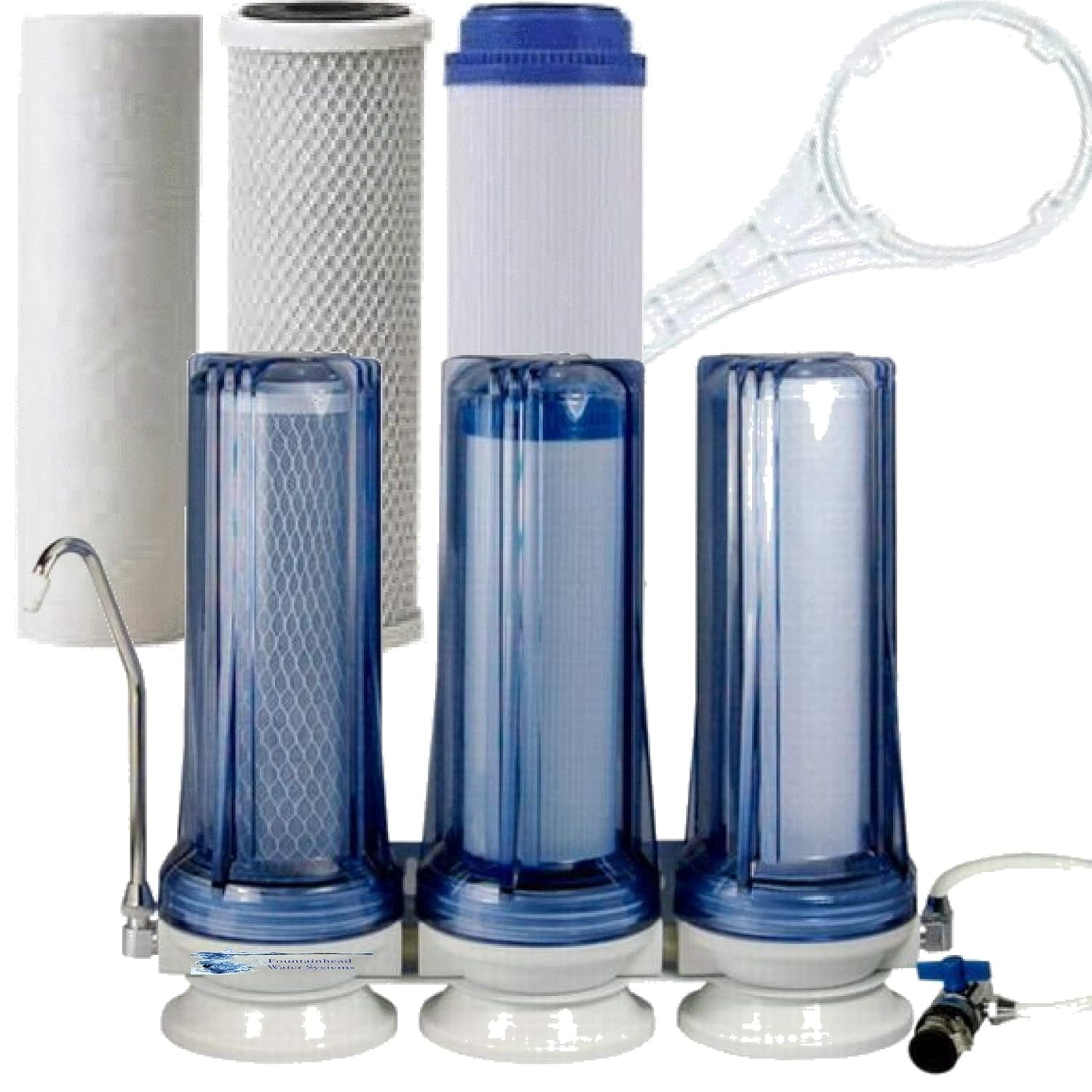 Counter Top Water Filter System 3 Stage Clear Sediment/GAC/Carbon ...