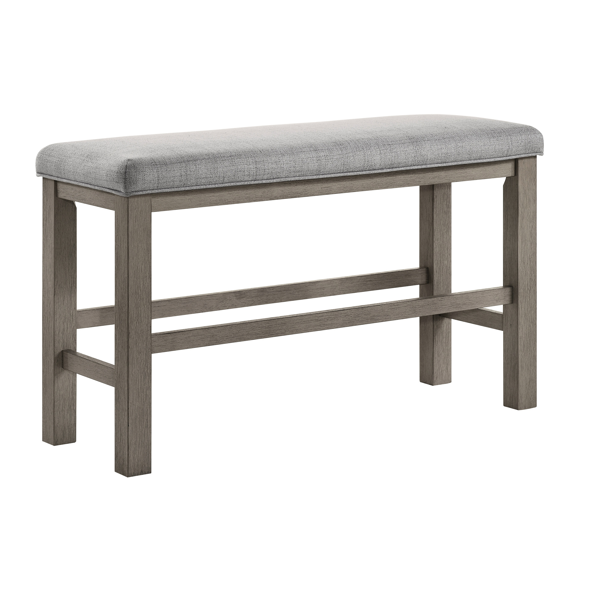 Counter-height Bench In Brown Gray, Upholstered Seat, Solid Wood ...