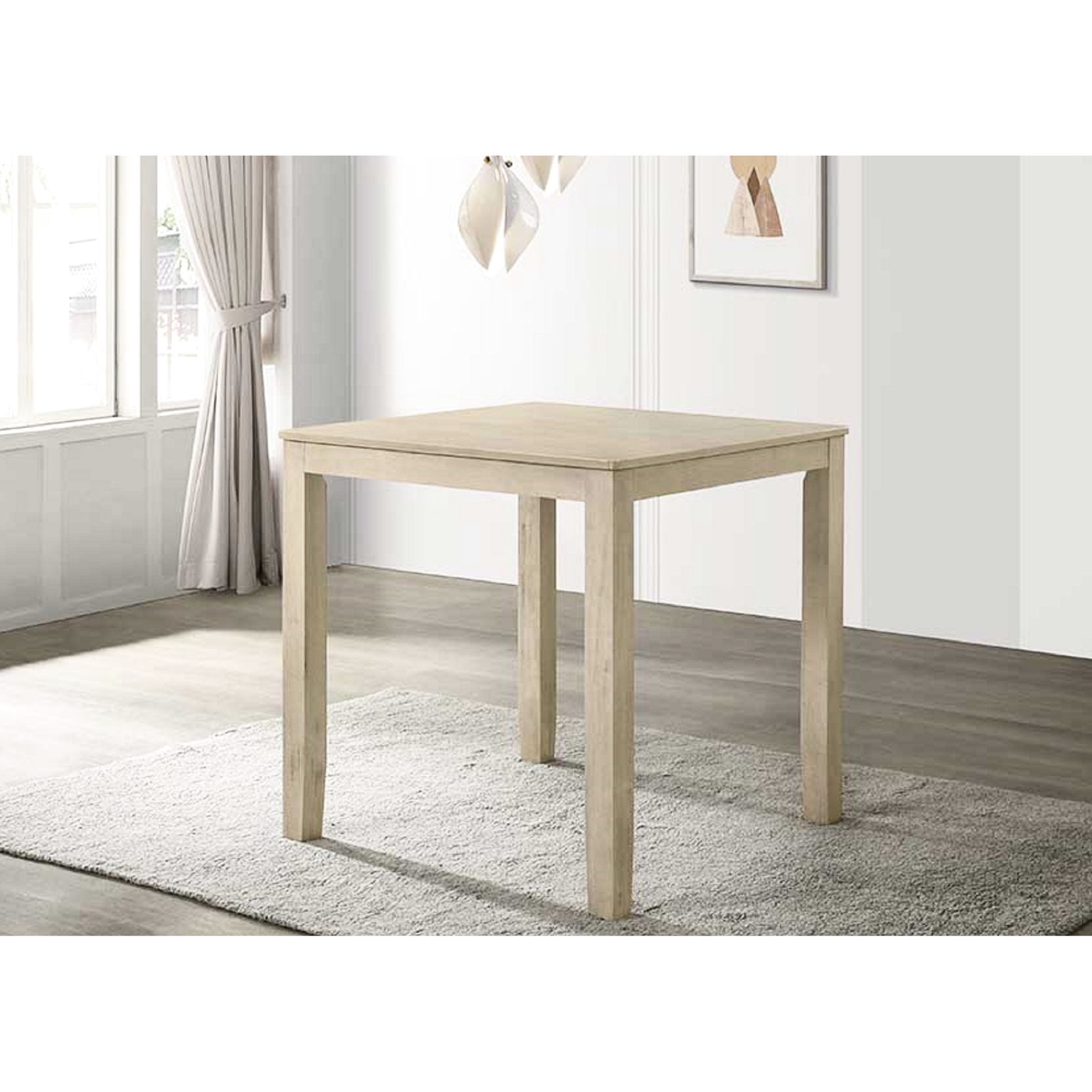 Counter height cream square table | In the dining room environment ...