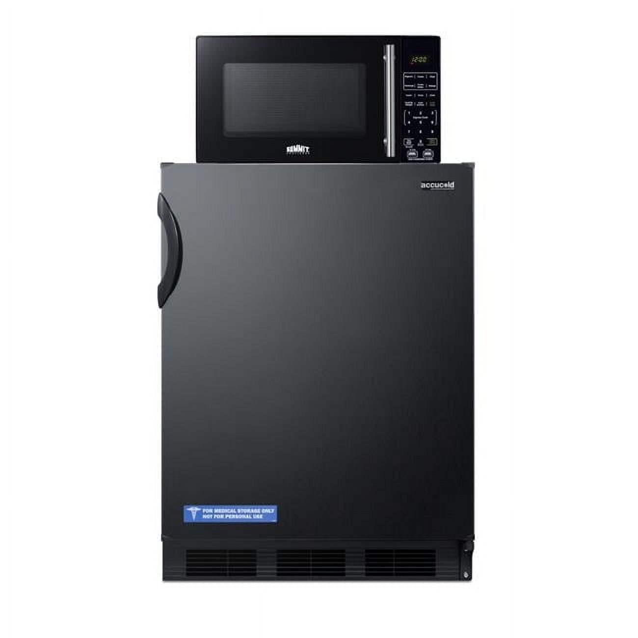 Counter height refrigerator-freezer and compact microwave in black with ...