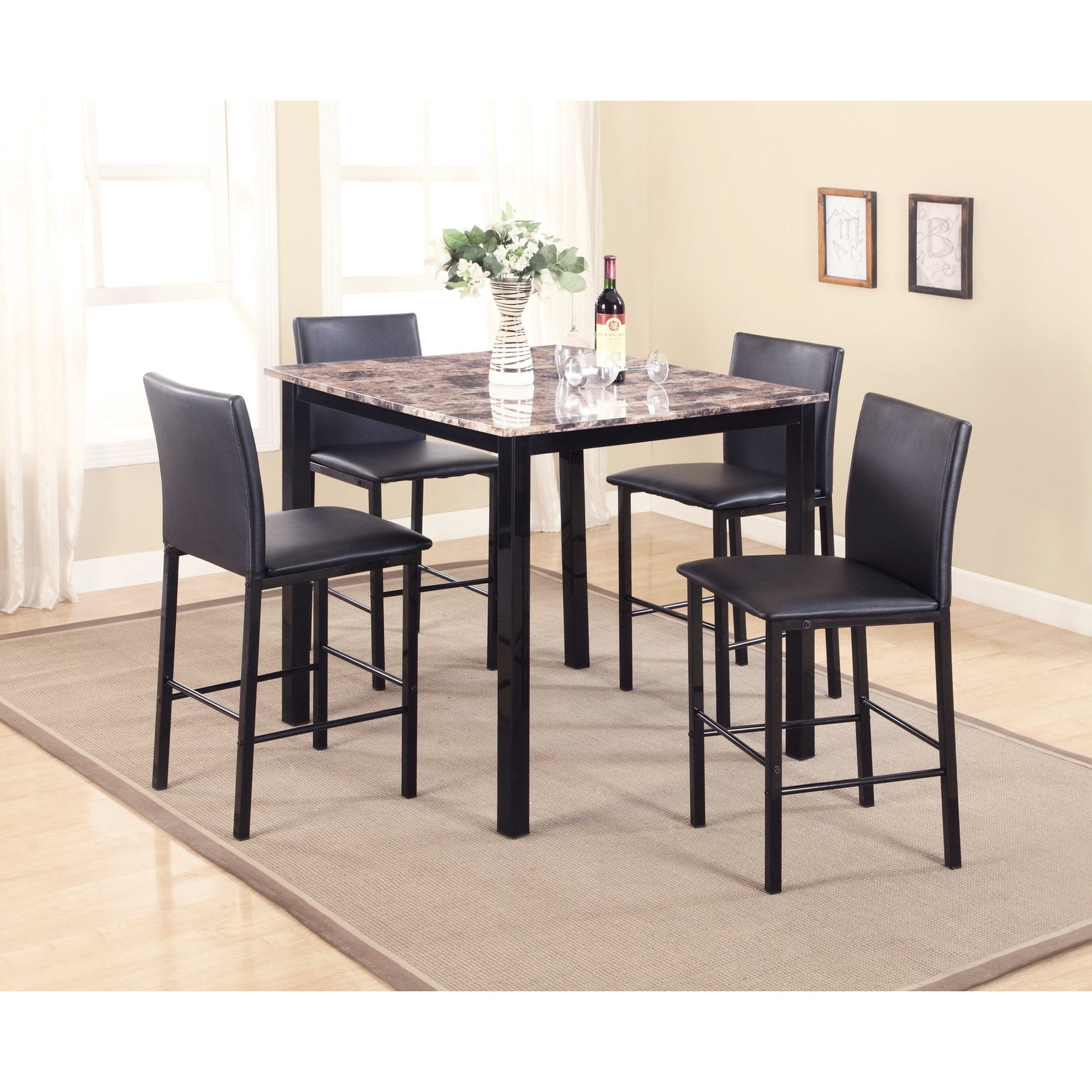 Counter height set with faux marble table / For cozy dining experiences ...