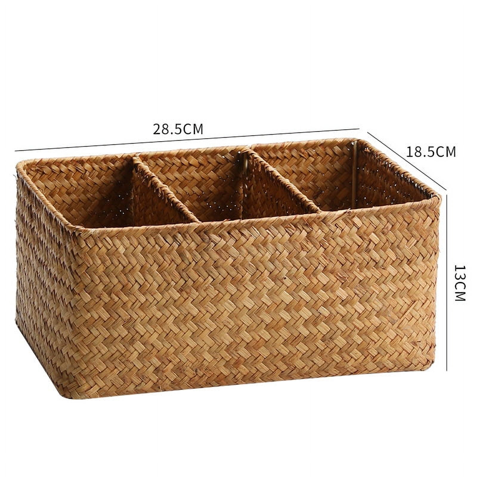 Homoyoyo Woven 3-Grid Bathroom Storage Bin for Clutter-Free ...