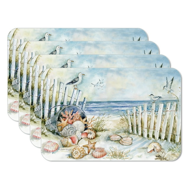 CounterArt "Beach Sanctuary" 4-Pack Reversible Tabletop Placemats ...