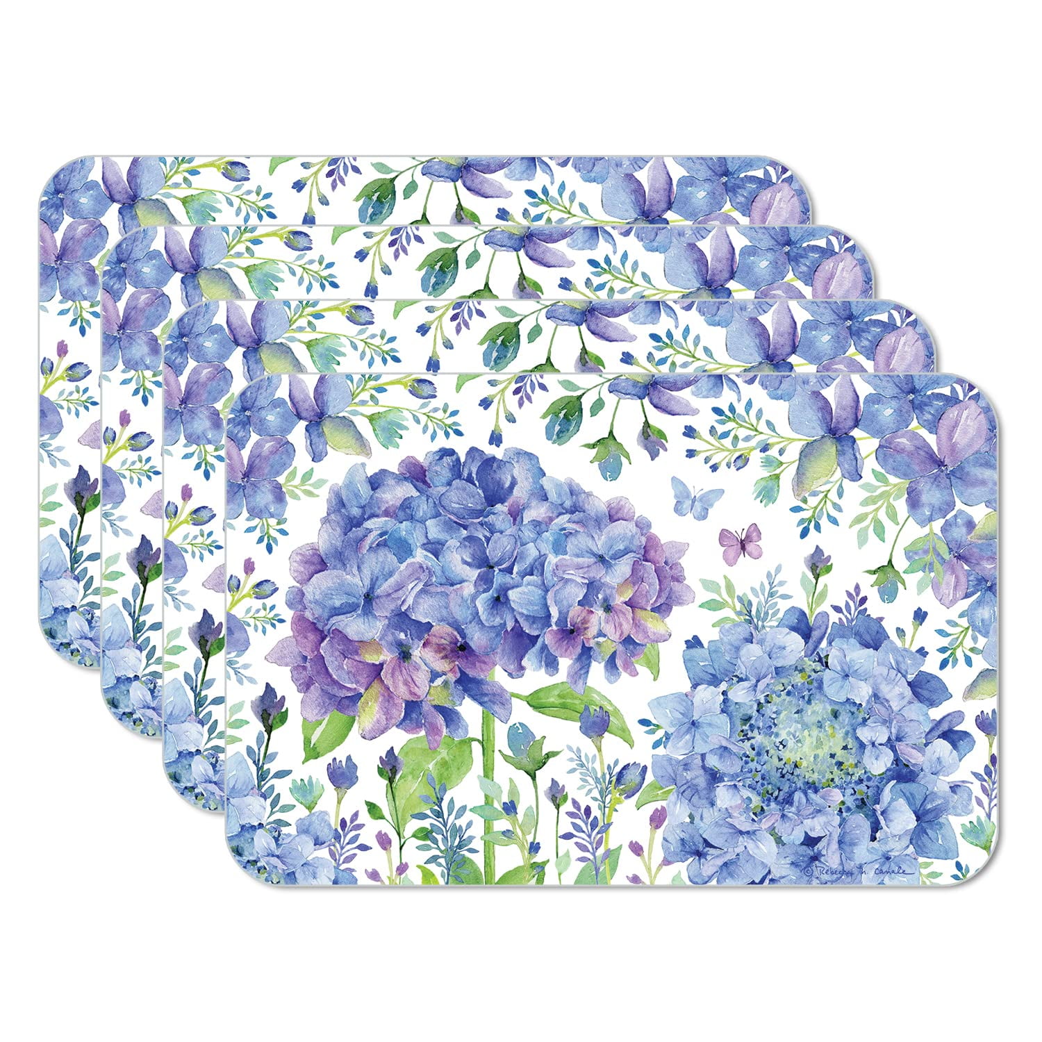 CounterArt Beautiful Hydrangea Washable Reversible Plastic Placemats ...