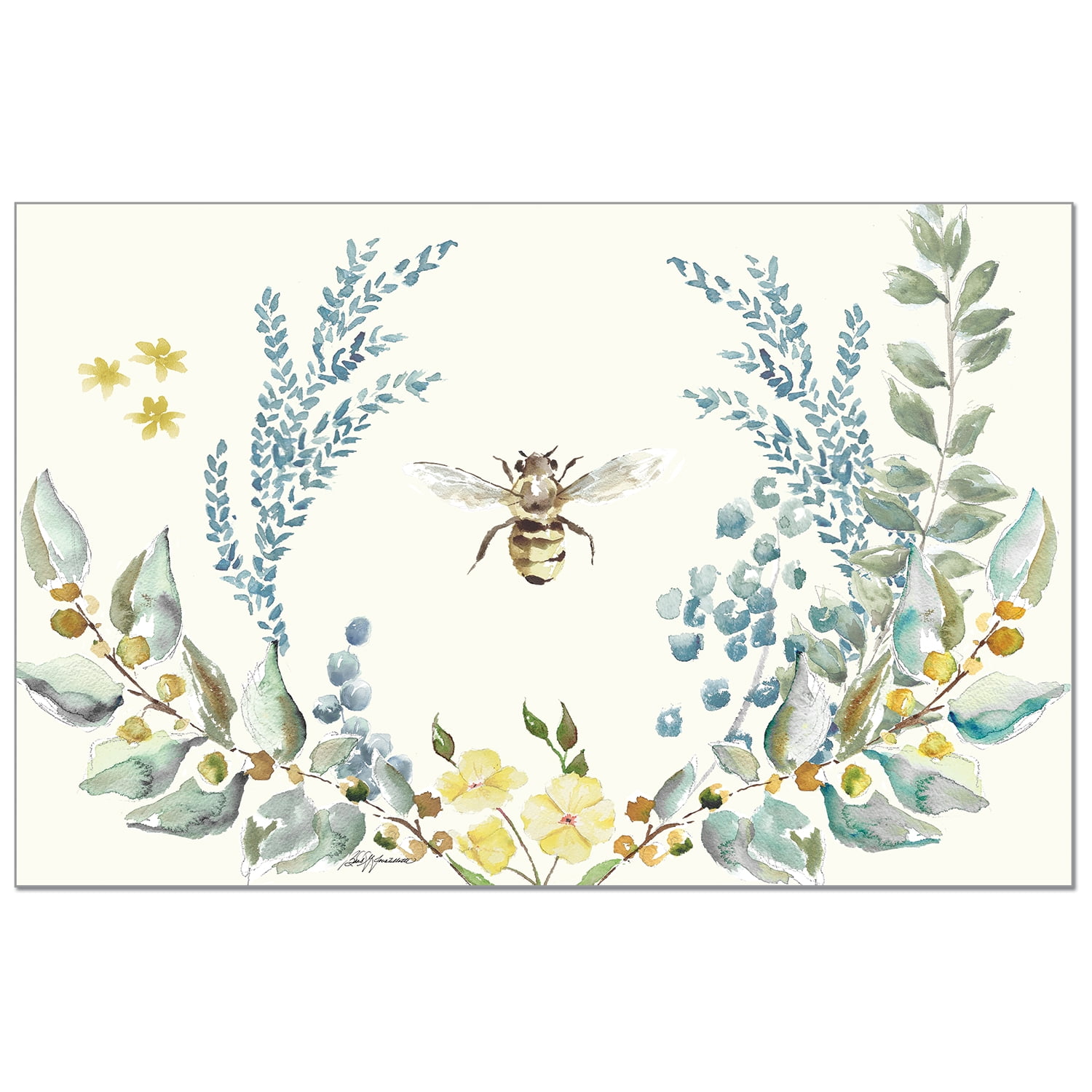 CounterArt "Bee Crest" 24-Sheet Reusable Premium Paper Placemats ...