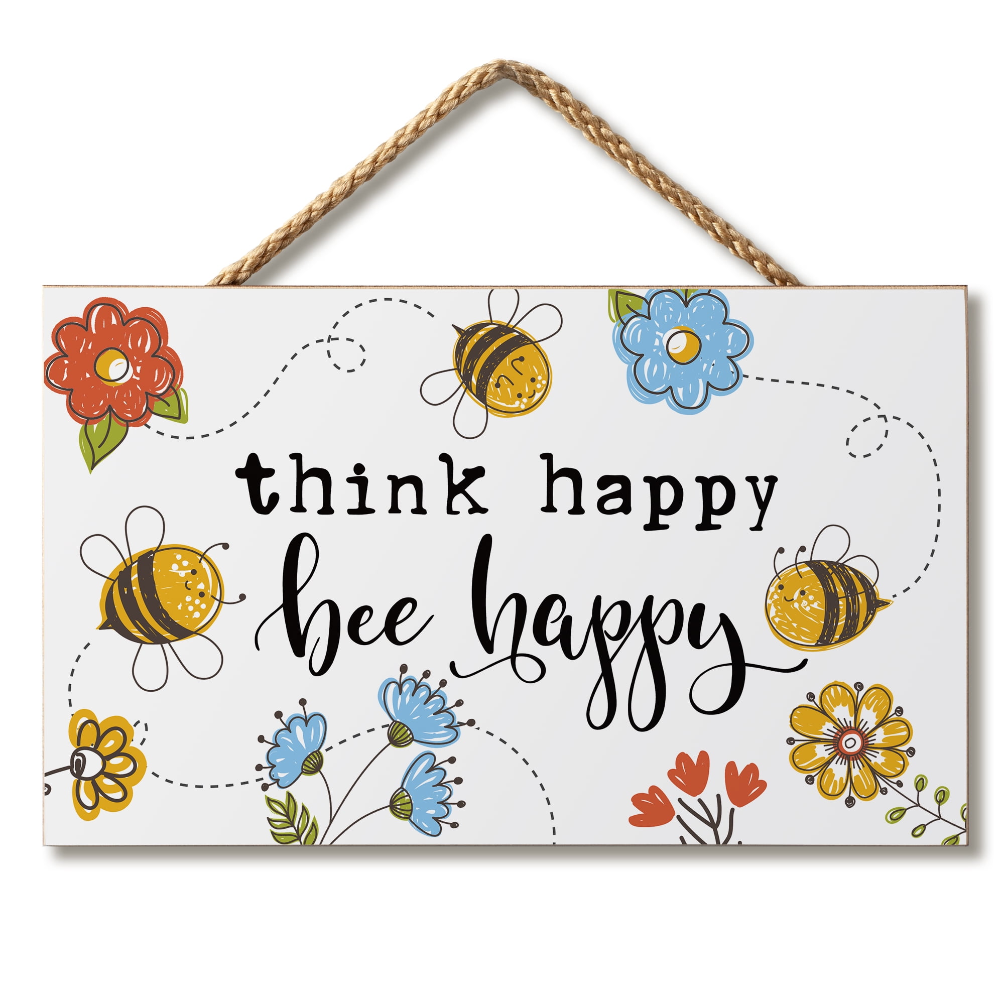 CounterArt "Bee Happy" Hanging Wood Wall Sign 9.5" by 5.75" - Walmart.com