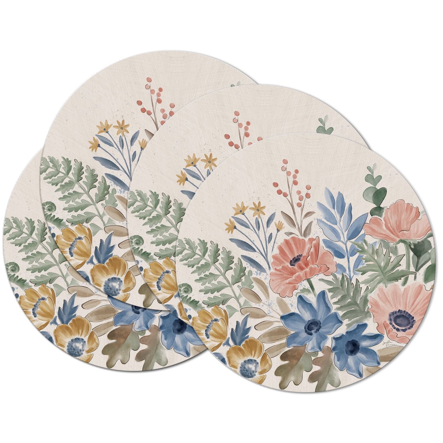 CounterArt "Blended Botanicals" 4-Pack Round Reversible Tabletop ...