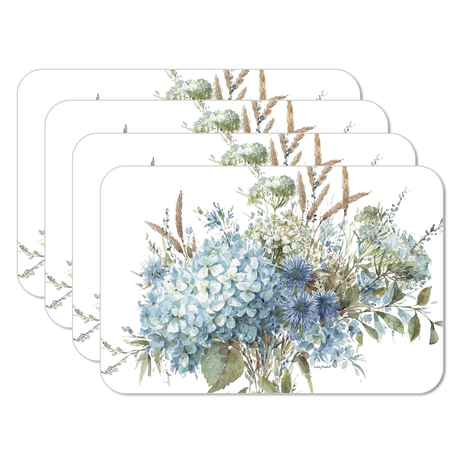 CounterArt Bohemian Blue Individual Rectangle Placemats, 4-Pack ...