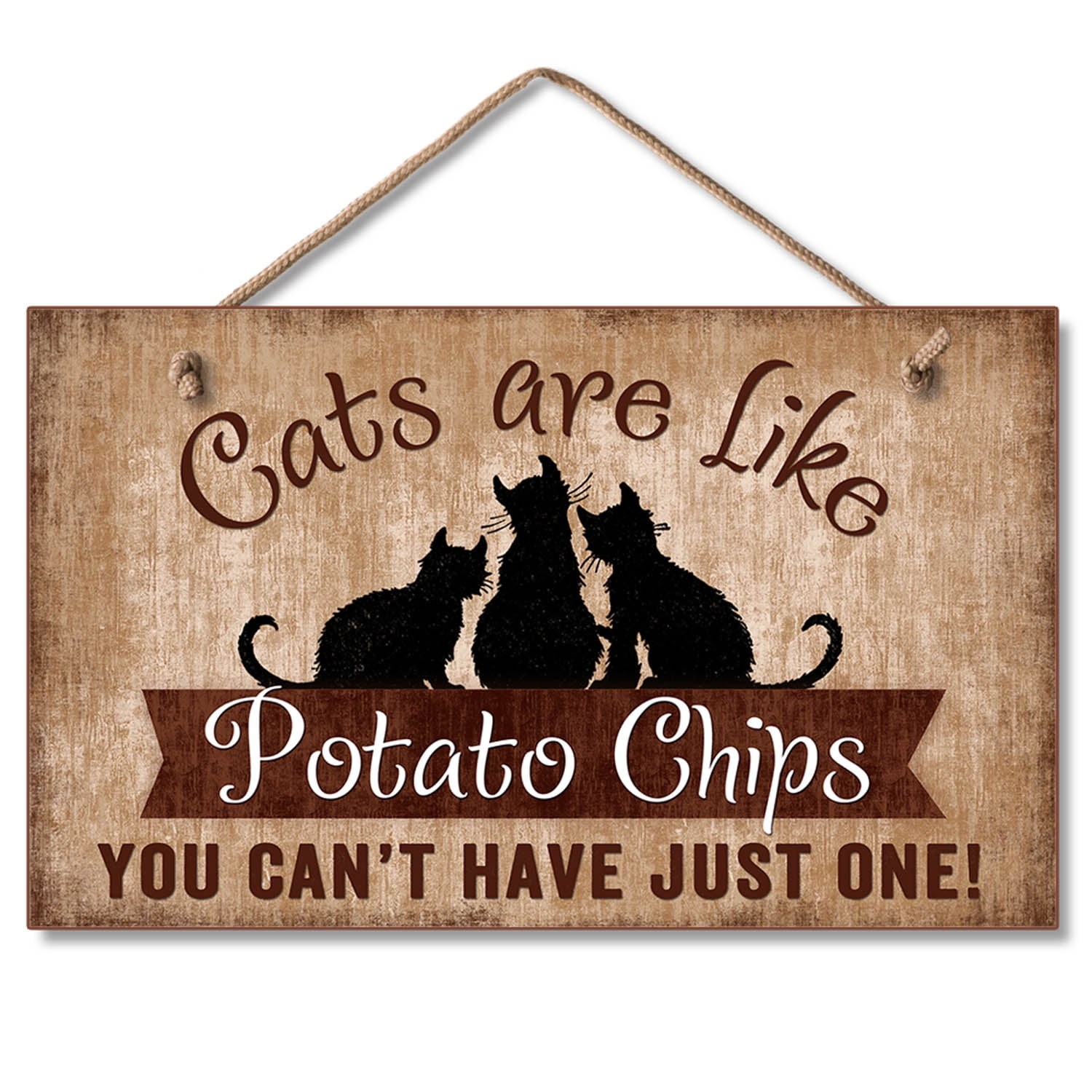 CounterArt "Cats & Potato Chips" Multi-Color Hanging Wood Wall Sign ...