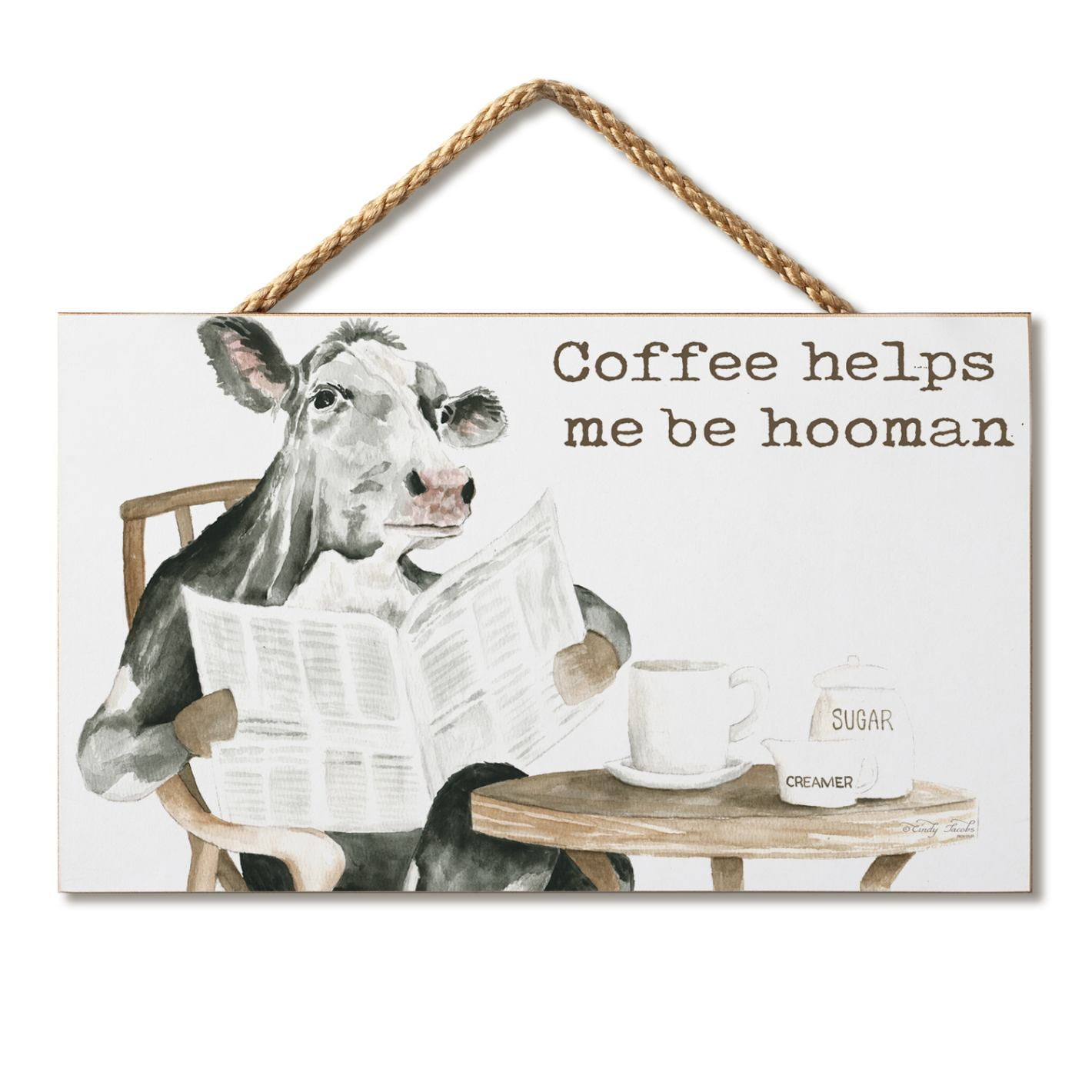 CounterArt "Coffee Makes Me Hooman" Humorous Hanging Wood Wall Sign ...