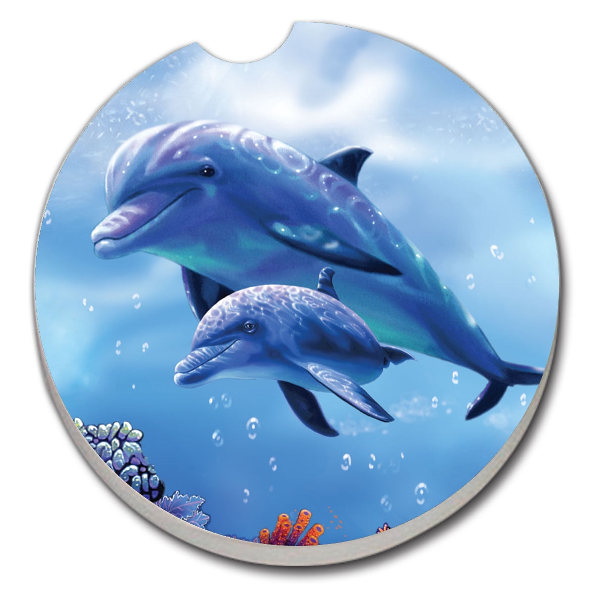 CounterArt "Dolphin Pair" 1 Pack Absorbent Stone Coaster for Vehicle ...