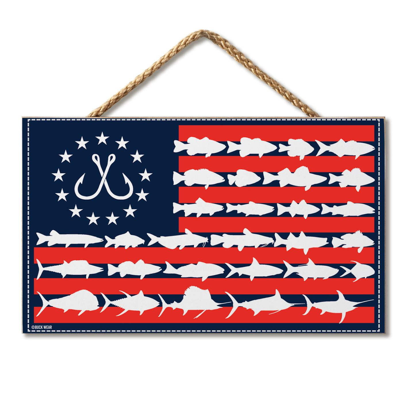 CounterArt "Fish Flag" Hanging Wood Wall Sign - Walmart.com
