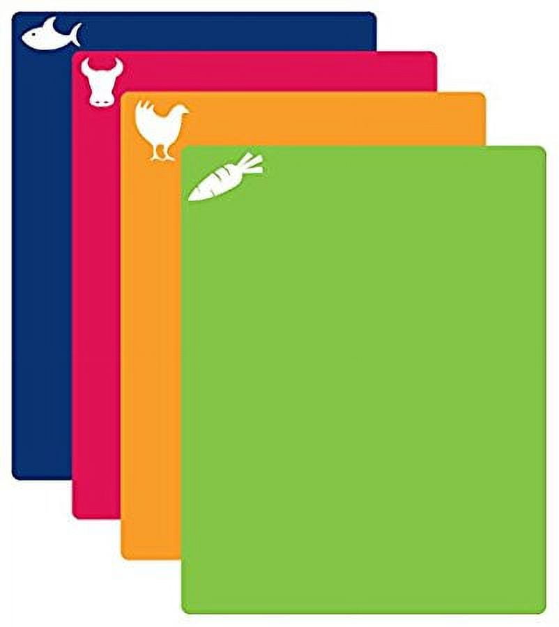 CounterArt Kitchen Cooking Bendable Chopping Mat Set with Food Icons, 4 ...